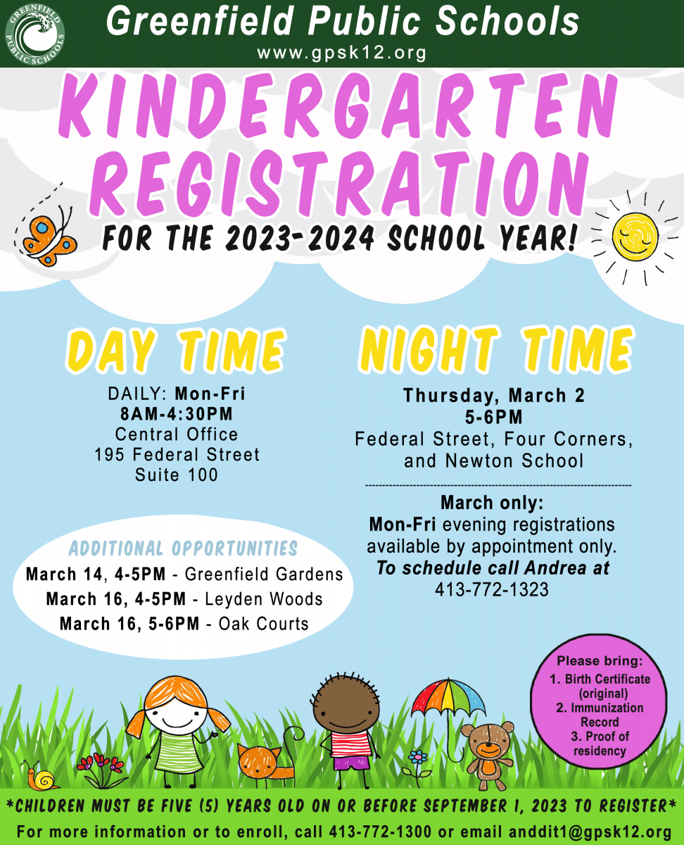 Kindergarten Registration for the 2023-2024 School Year | Greenfield ...